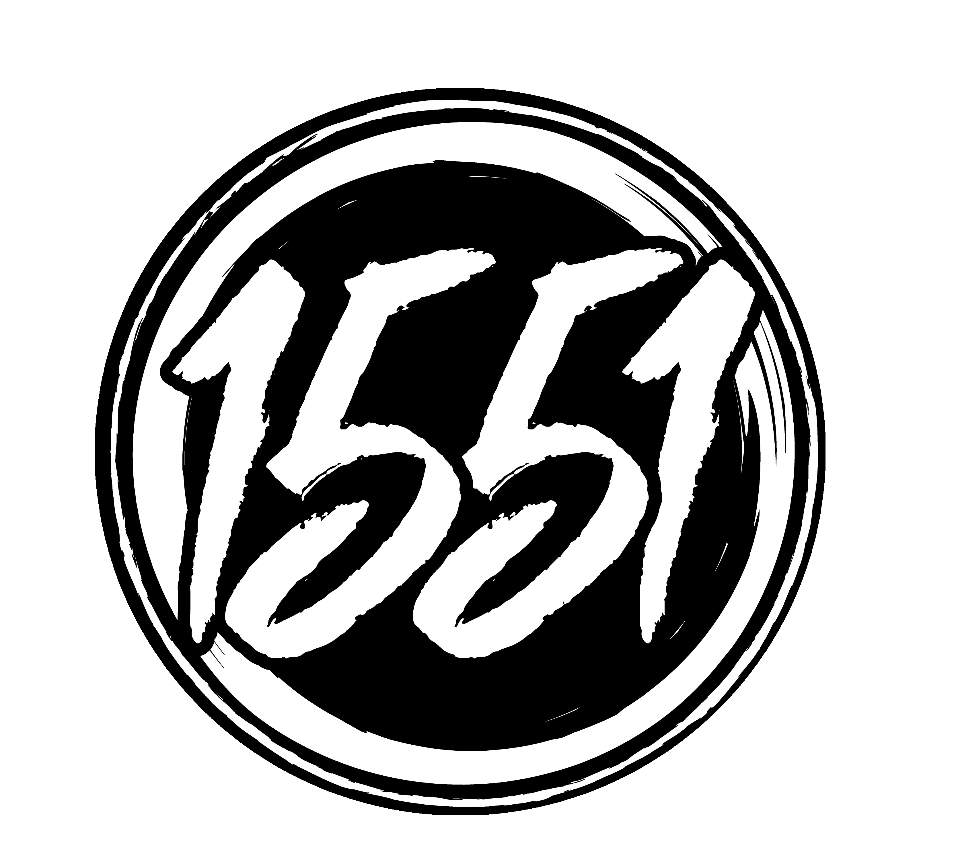 1551 Sticker White Letters Black Background – Dooley Noted